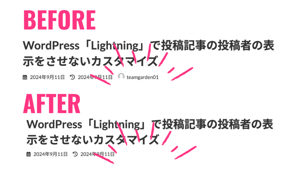 WordPress「Lightning」で投稿記事の投稿者の表示をさせないカスタマイズ | WordPressでサイトつくろ！